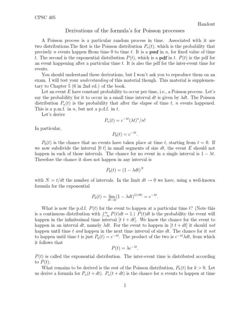 Poisson Process Formula Derivation | PDF