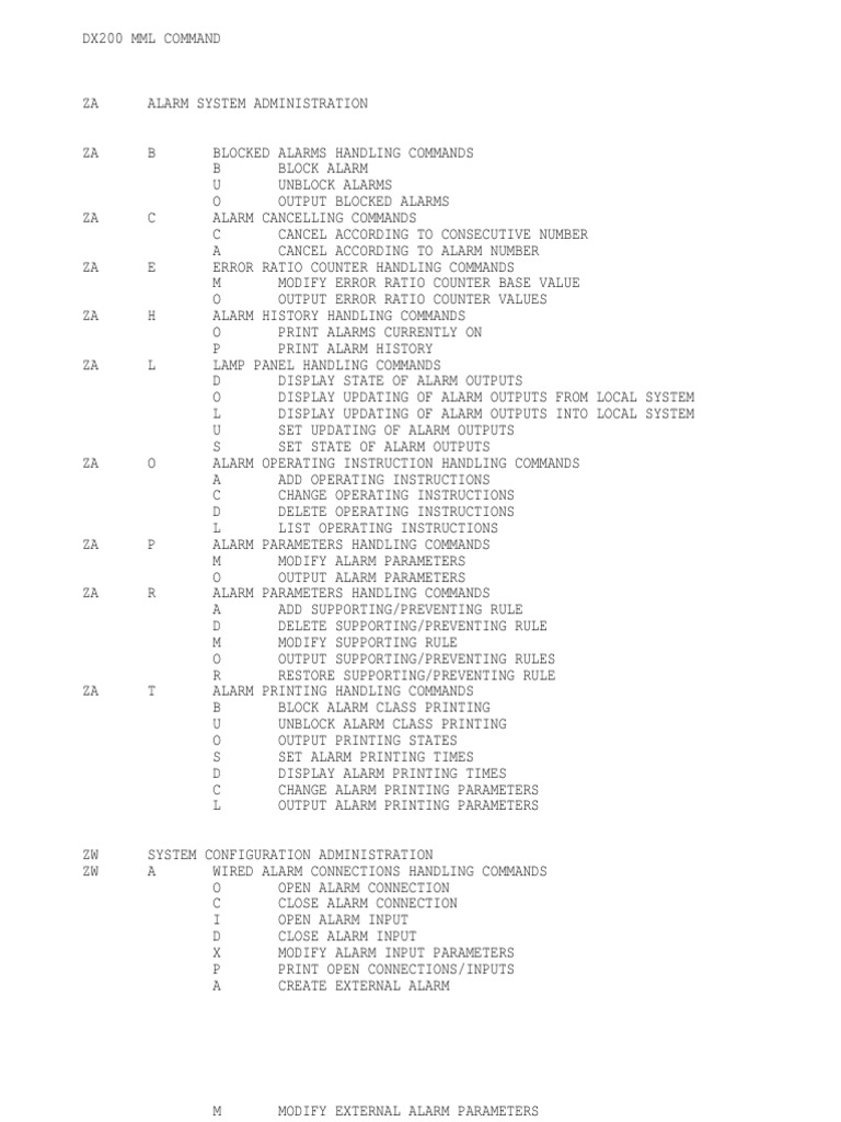 DX200 MML Command | PDF | Parameter (Computer Programming) | C (Programming Language)