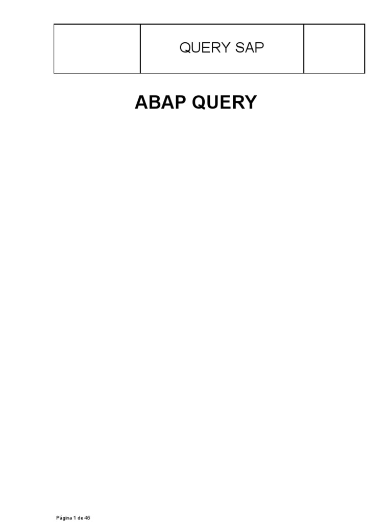 Manual de Queries en SAP ABAP | PDF | Tabla (base de datos) | Bases de ...