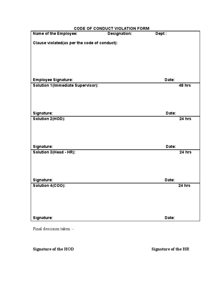 Code of Conduct Violation Form | PDF