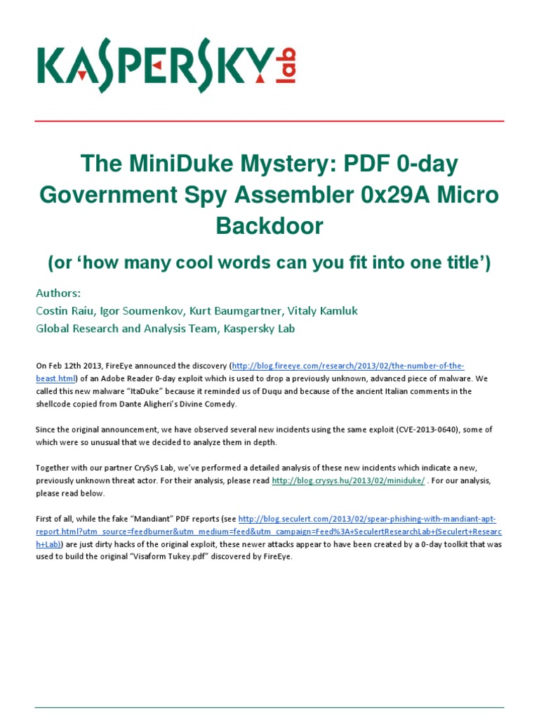 The MiniDuke Mystery: PDF 0-Day Government Spy Assembler 0x29a Micro ...