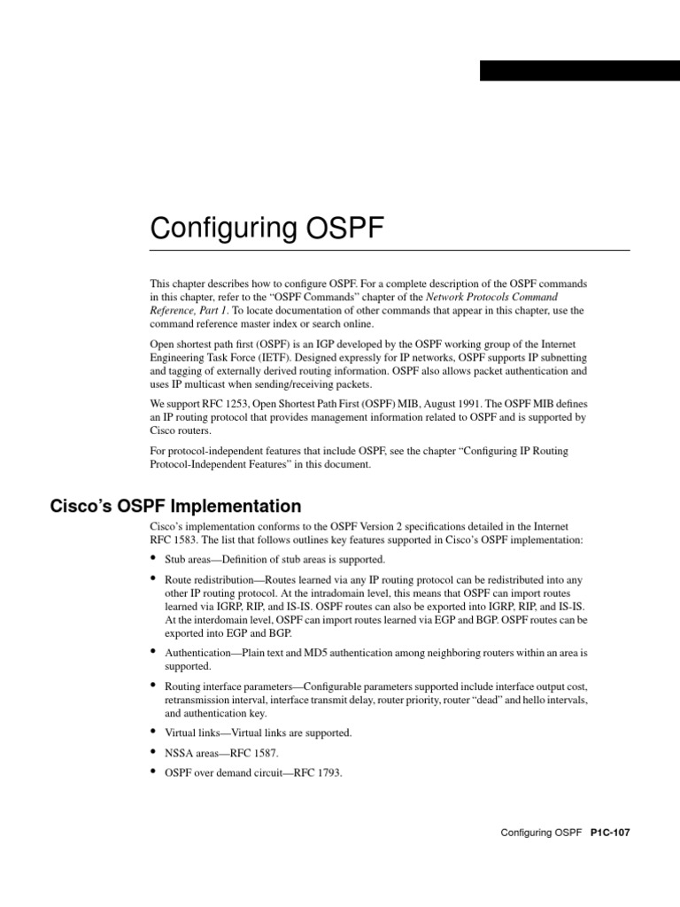 Configuring OSPF: Cisco's OSPF Implementation | PDF | Router (Computing) | Ip Address