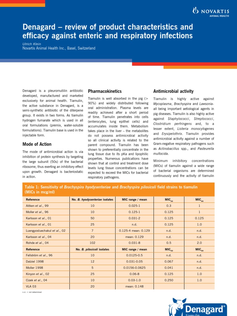 Denagard Respiratory and Enteric Review (U. Klein) | PDF | Infection ...