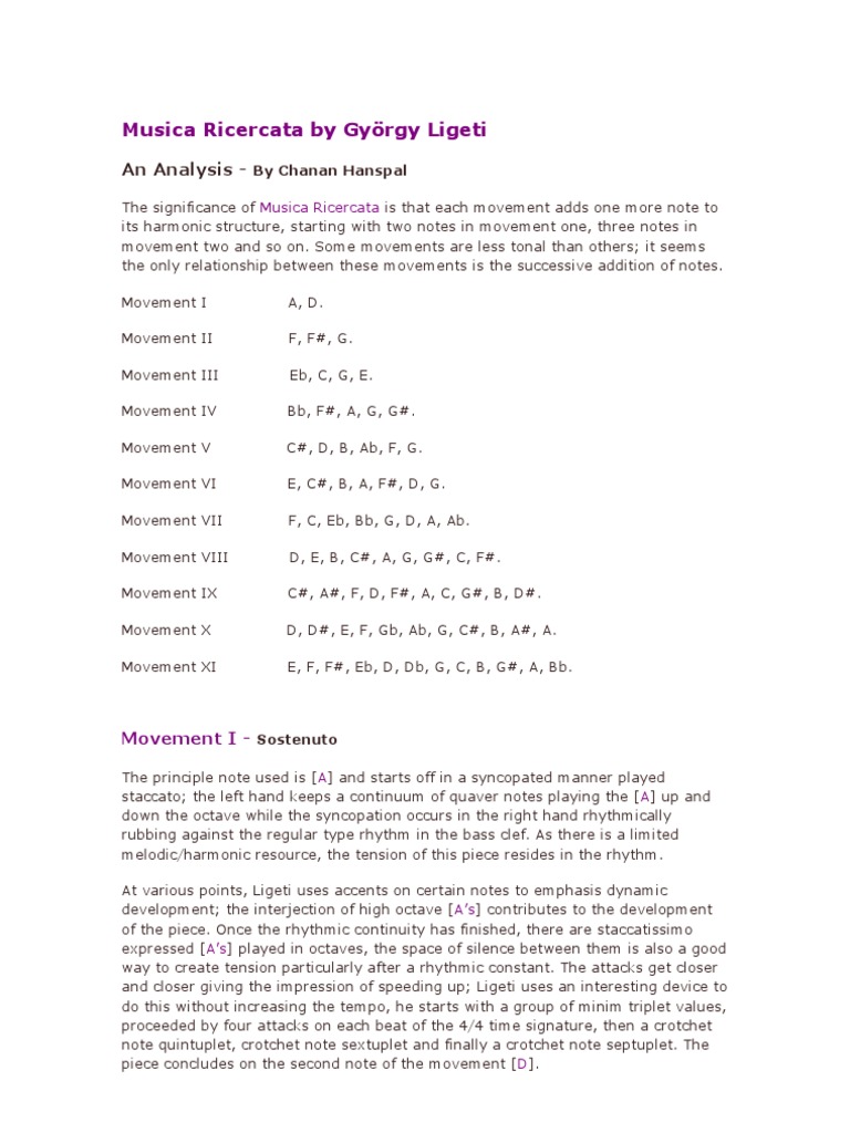 Musica Ricercata by György Ligeti | PDF | Rhythm | Elements Of Music
