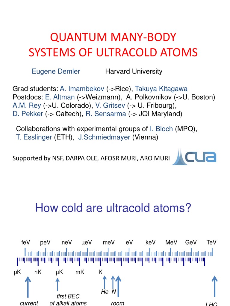 Quantum Many Body Systems of Ultracold Atoms Systems of Ultracold Atoms ...