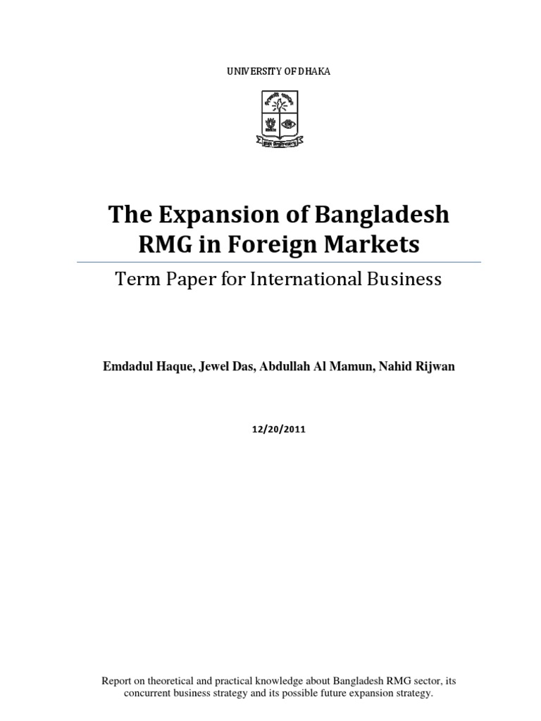The Expansion of Bangladesh RMG in Foreign Markets | PDF | Joint ...