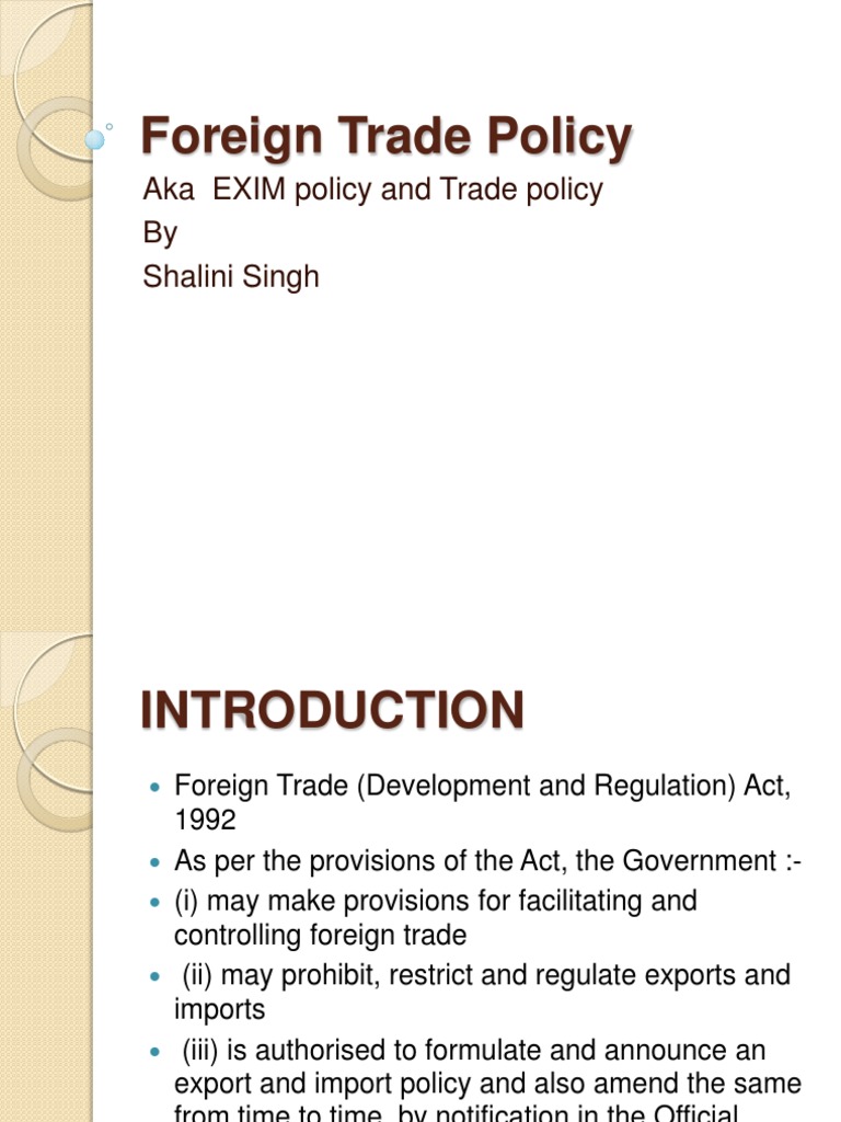 Trade Policy | PDF | Exports | Trade
