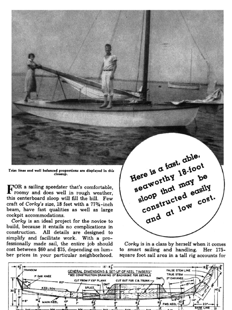 Corky 18 FT Sloop Diy Plans | PDF