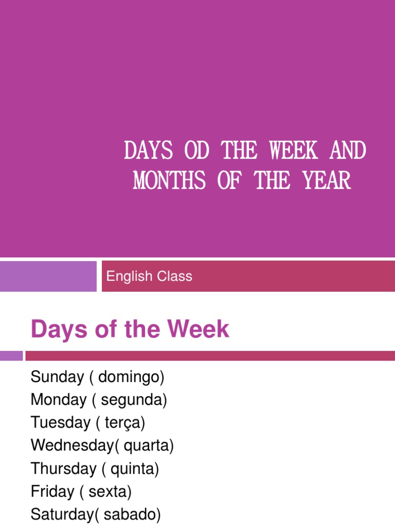 English Days & Months Lesson | PDF