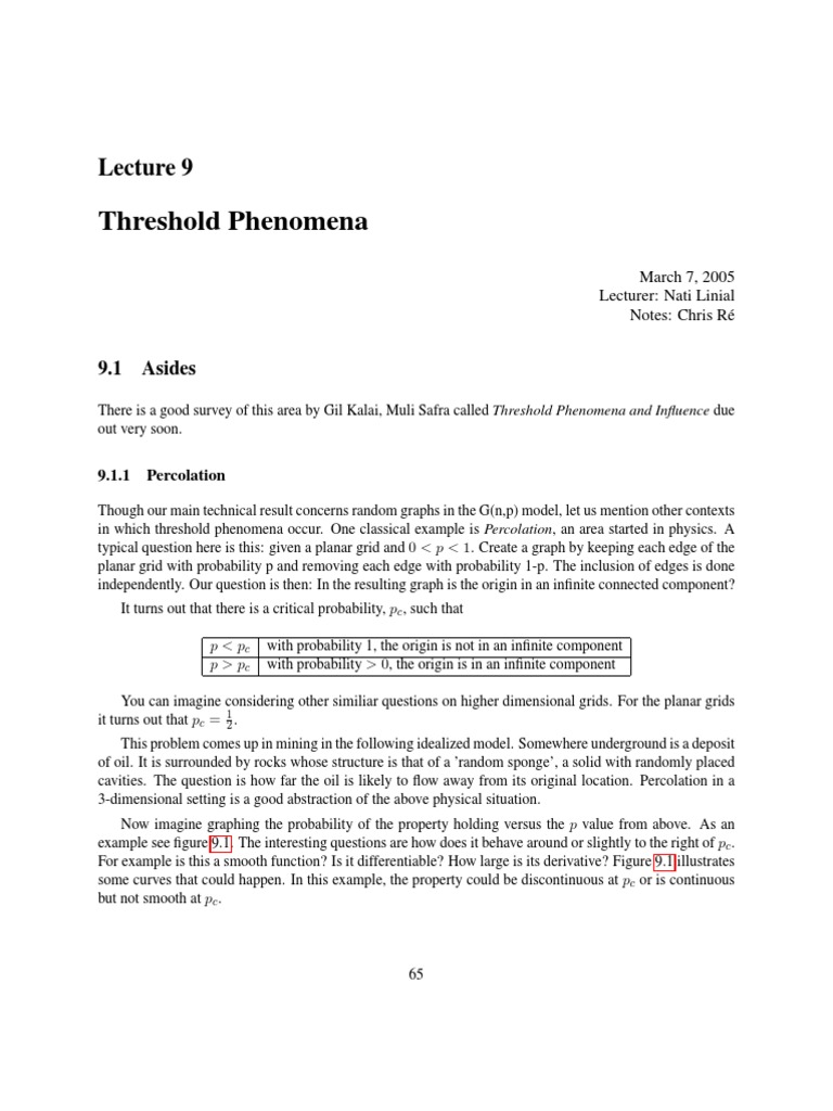 Threshold Phenomena: 9.1 Asides | PDF | Combinatorics | Mathematical Concepts