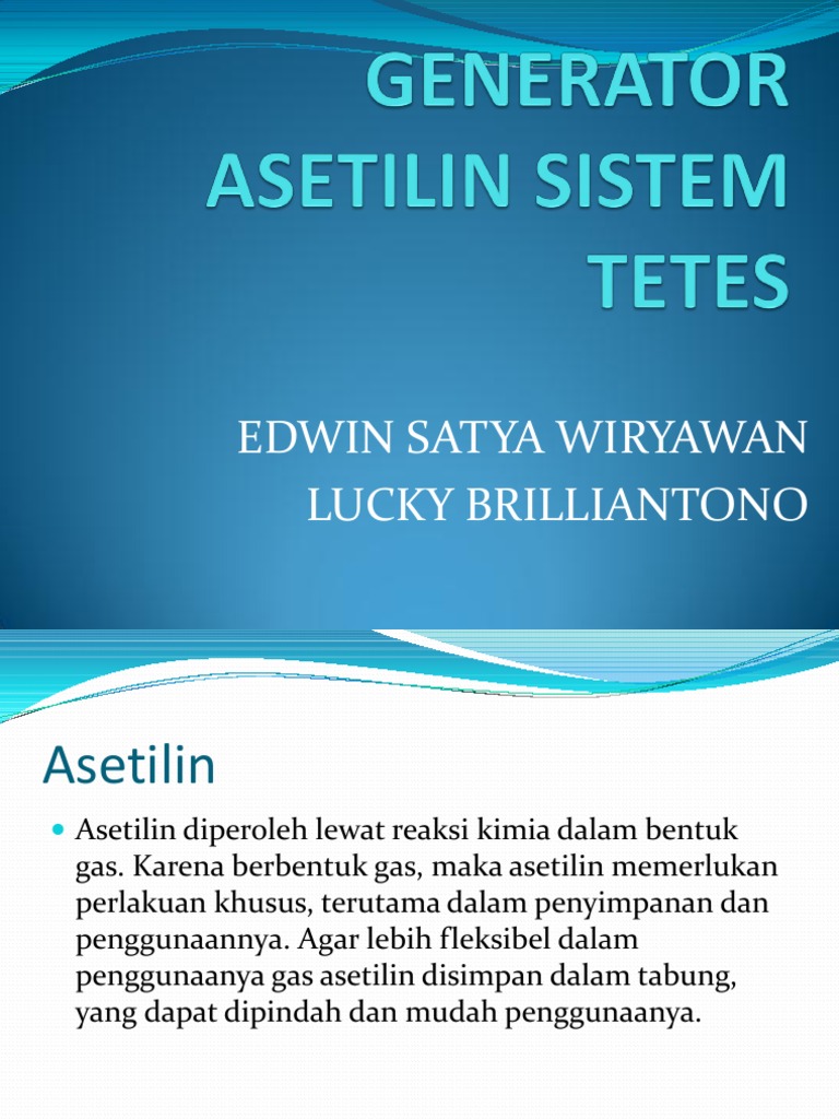 Generator Asetilin Sistem Tetes | PDF