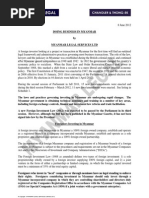 Myanmar - Summary of Myanmar Company Law | PDF | Liquidation | Corporations