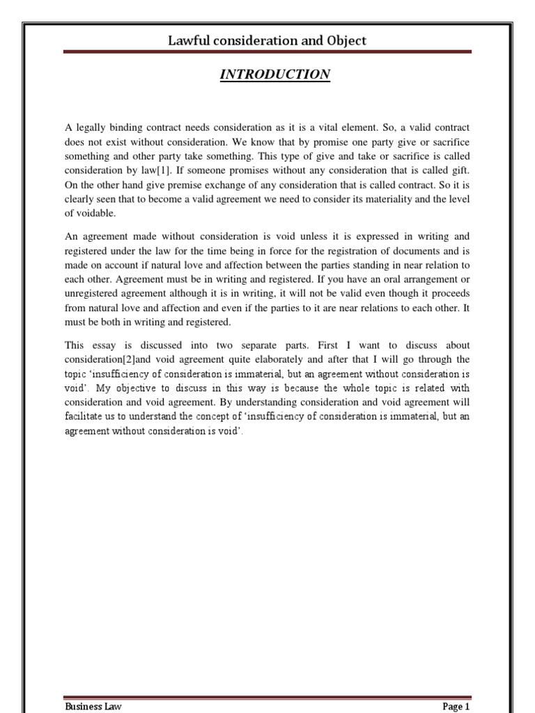 Lawful Consideration and Object | PDF | Consideration | Guarantee