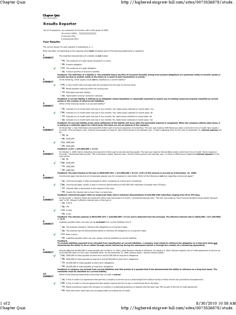 Chapter 13 Online Quiz | PDF | Accrual | Commercial Paper