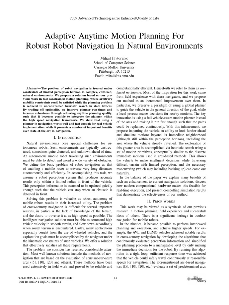 Adaptive Anytime Motion Planning For Robust Robot Navigation in Natural ...