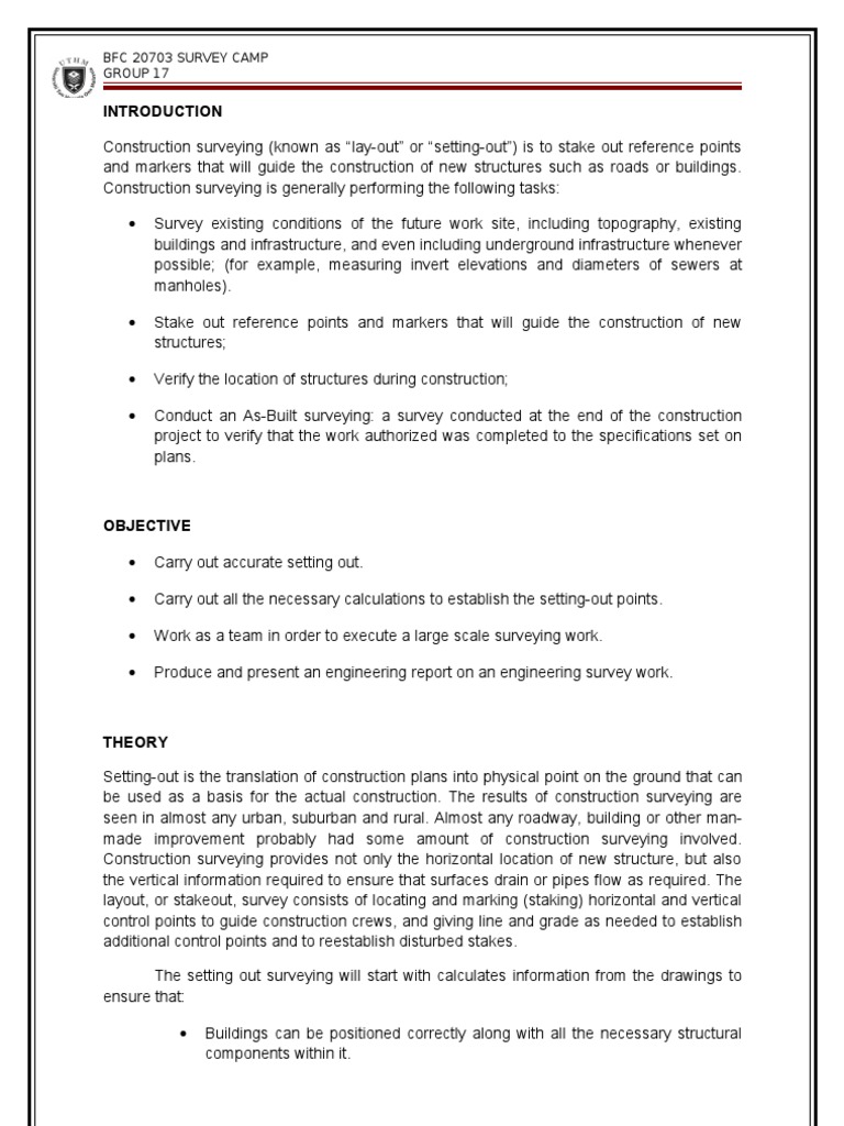 Setting Out Report | PDF | Surveying | Scientific Observation