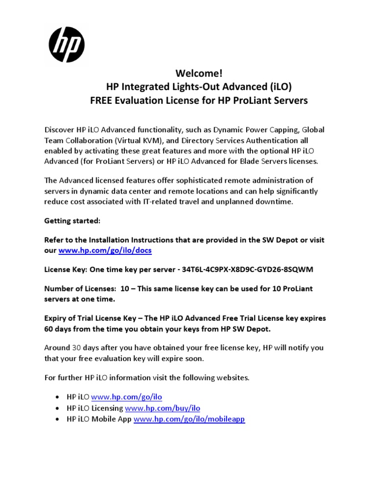 HP iLO Advanced Evaluation License Z7550-00528 | PDF | Technology & Engineering