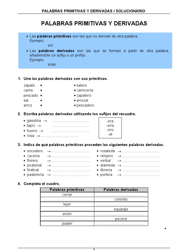 Palabras Primitivas y Derivadas | PDF