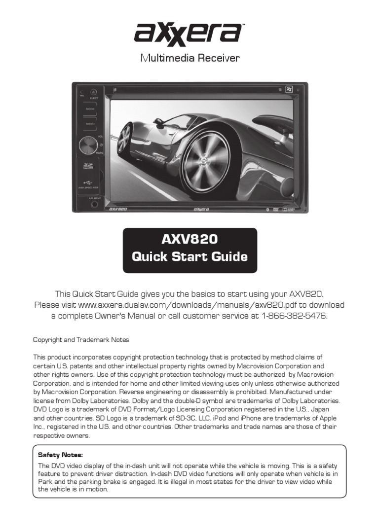 Axxera AXV820 Owner Manual | PDF | I Pod | Electrical Connector