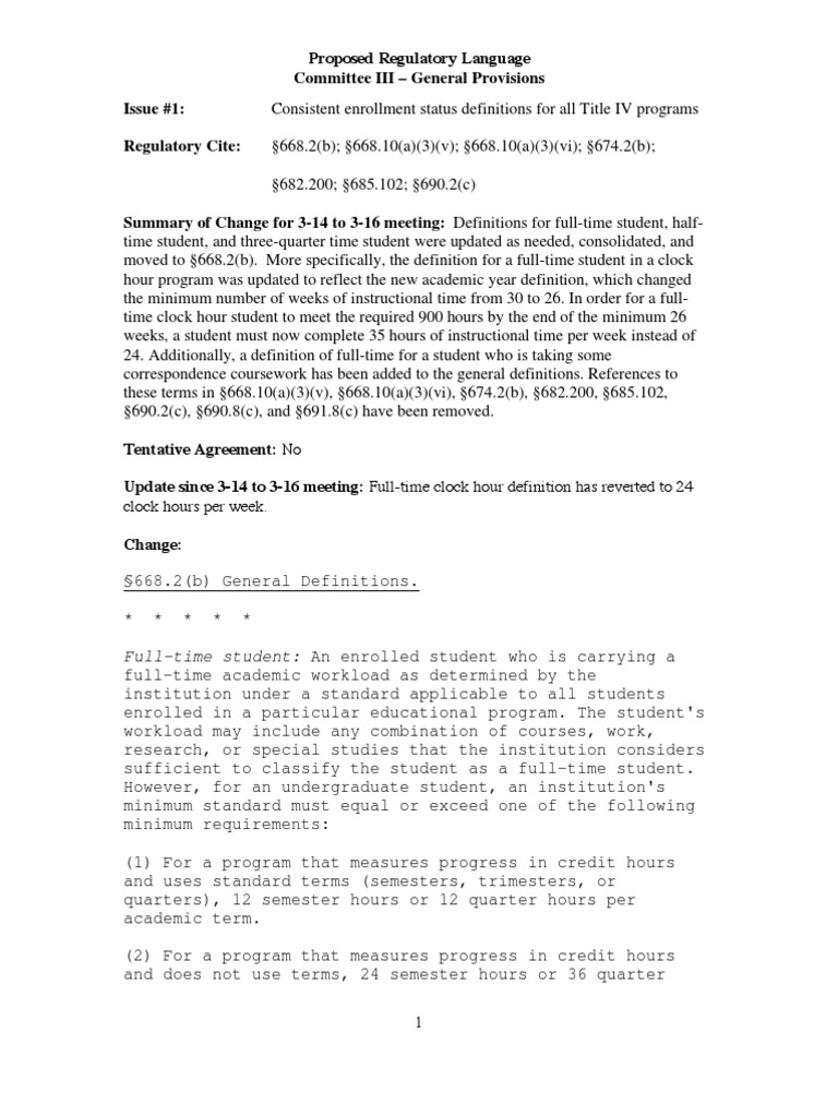 Updated Definitions for Title IV Programs | PDF | Academic Term ...