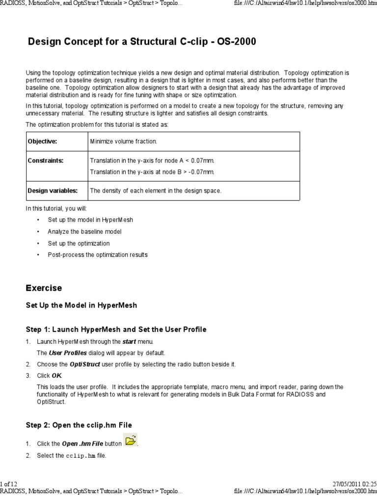 OptiStruct - 01 - Design Concept For A Structural C-Clip | PDF | Mathematical Optimization ...