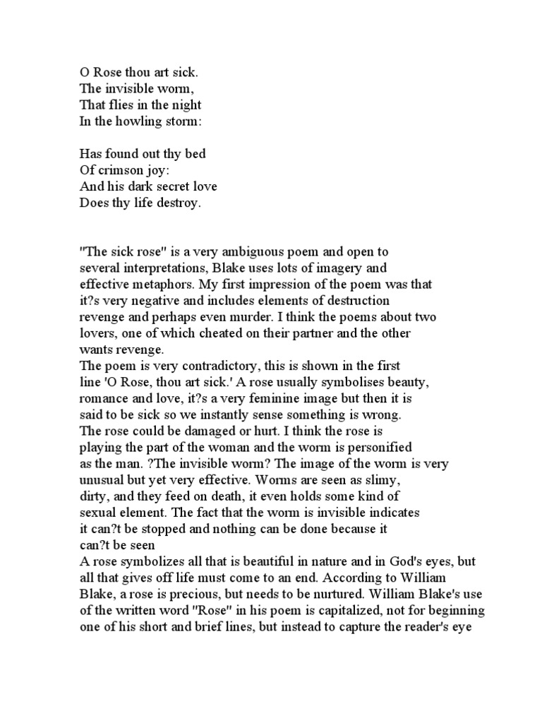 The sick rose.doc | William Blake | Poetry