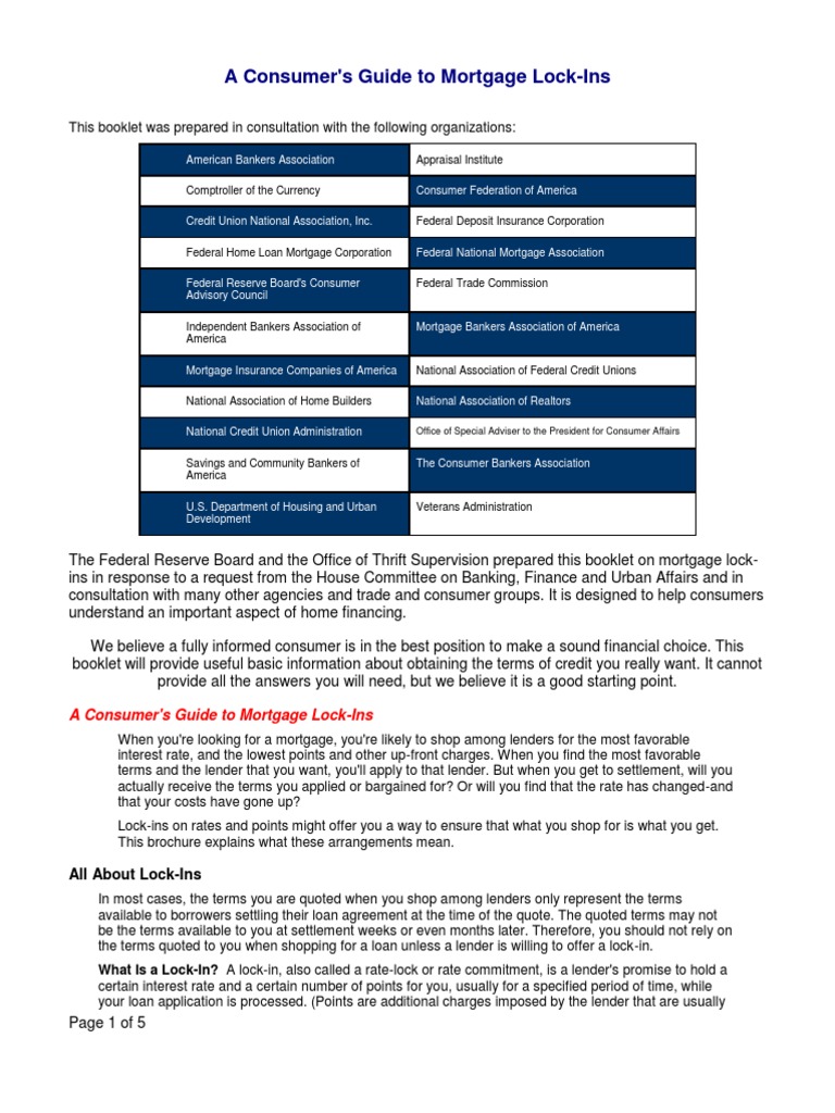Consumer Guide To Rate Locks | PDF | Loans | Mortgage Loan