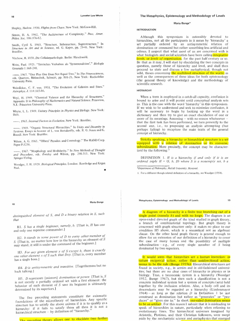 Mario Bunge (1969) Metaphysics, Epistemology, and | PDF | Reductionism ...