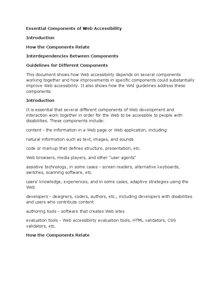 Essential Components of Web Accessibility | PDF | Accessibility | World ...