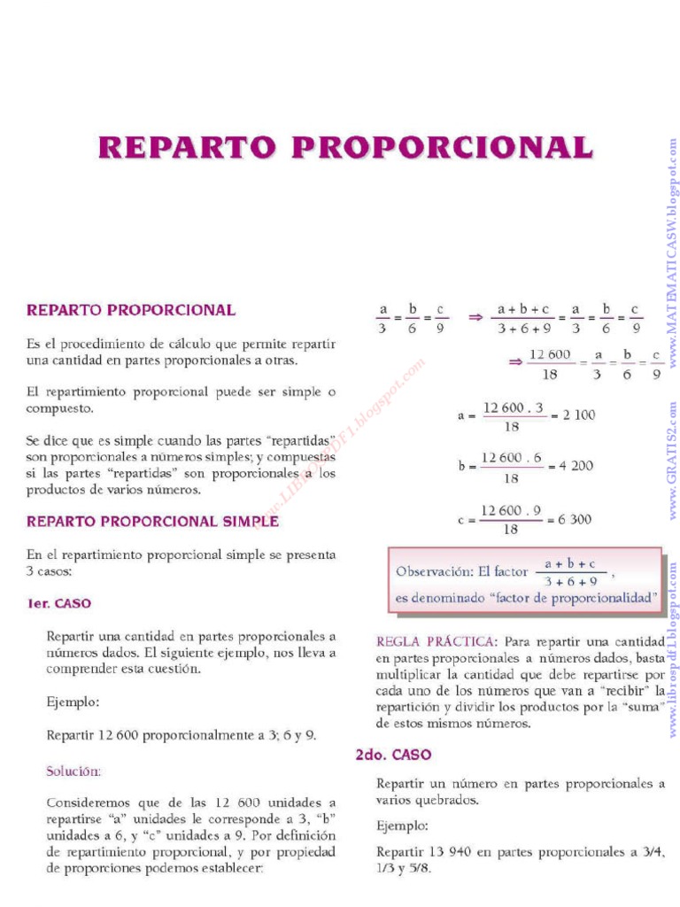 Reparto Proporcional | PDF | Objetos matemáticos | Enseñanza de matemática