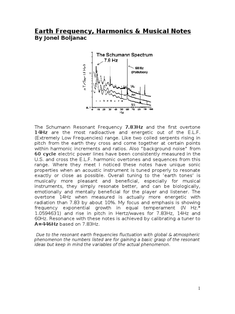 Earth Frequency, Harmonics & Musical Notes | PDF | Pitch (Music) | Harmonic