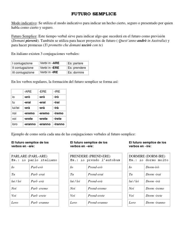 Futuro Semplice | PDF