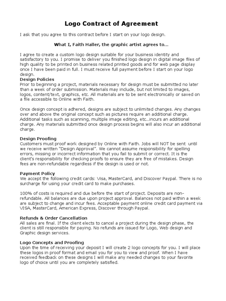 Logo Contract of Agreement | PDF | Credit Card | Visa Inc.
