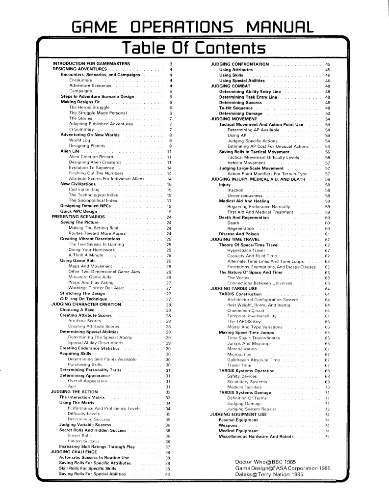 Doctor Who RPG - Game Operations Manual | PDF