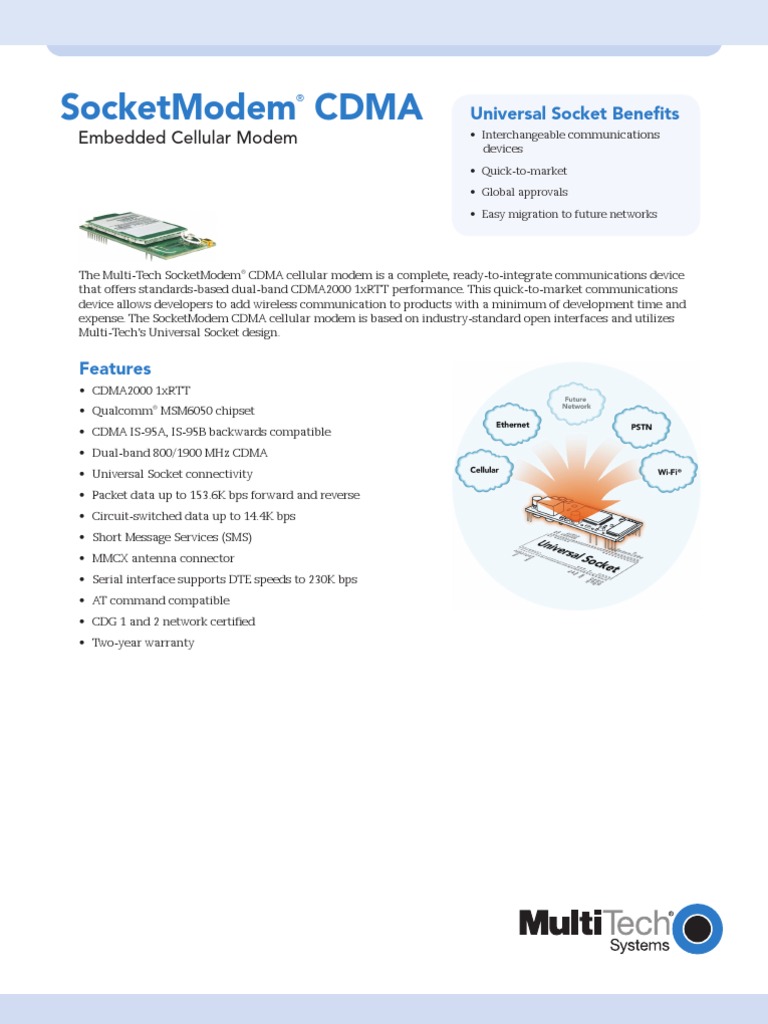Socketmodem Cdma: Embedded Cellular Modem | PDF | Electrical Connector ...