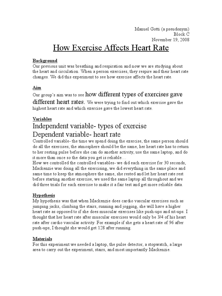 Impact of Exercise on Heart Rate | PDF | Aerobic Exercise | Heart Rate
