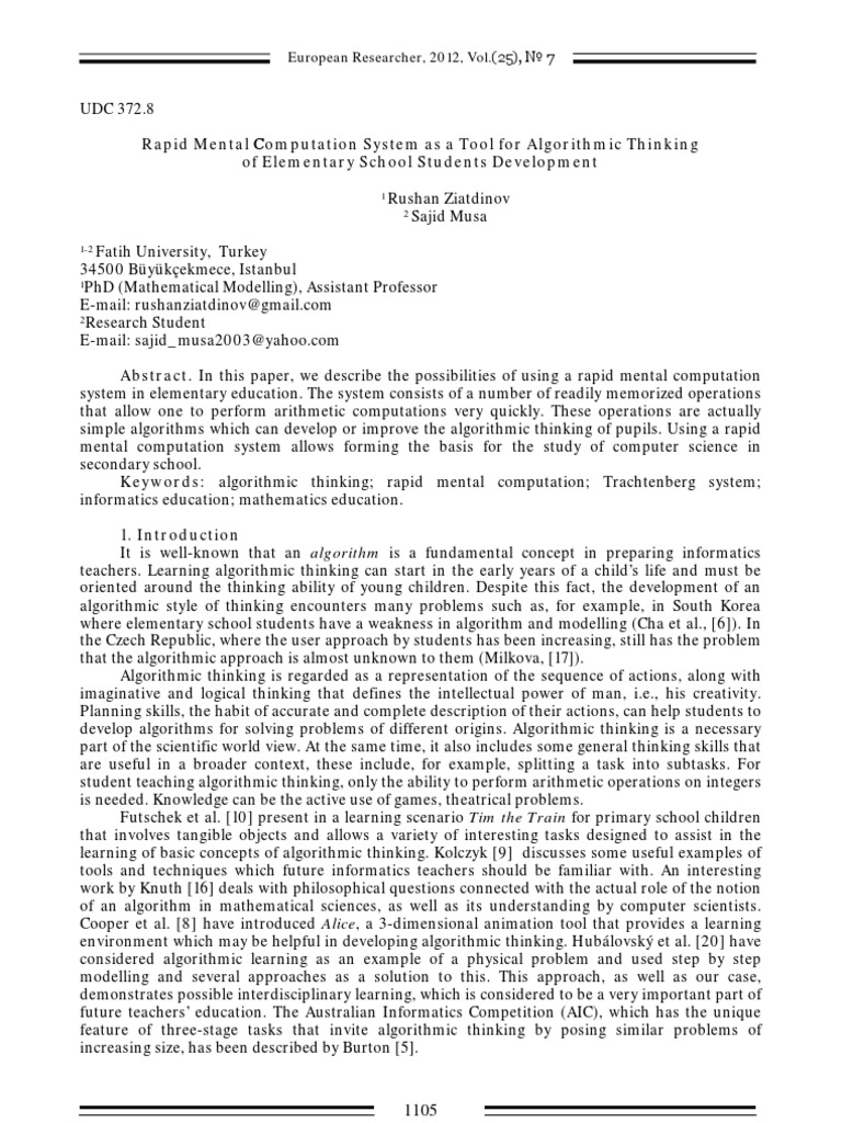Rapid Mental Сomputation System as a Tool for Algorithmic Thinking of ...