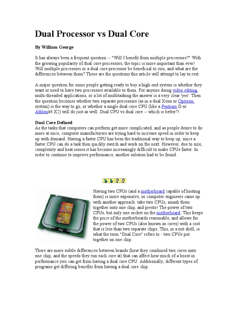 Dual Processor vs Dual Core Guide | PDF | Multi Core Processor ...
