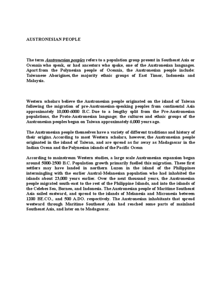 Austronesian People | PDF | Southeast Asia | Ethnic Groups