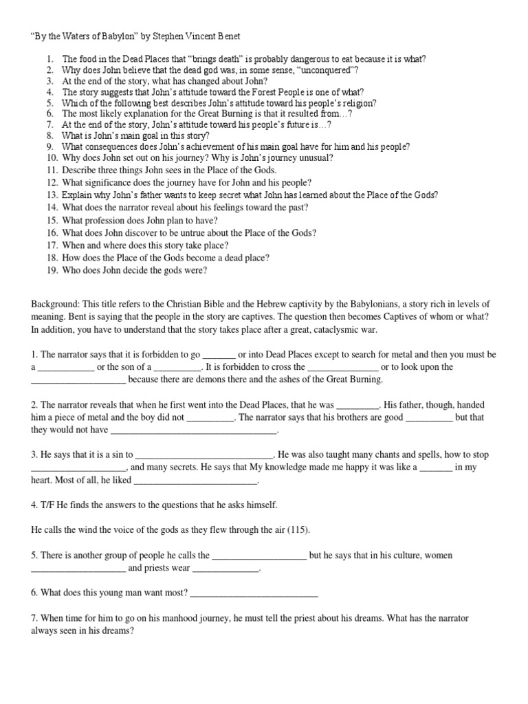 By The Waters of Babylon Questions | PDF | Babylon | God