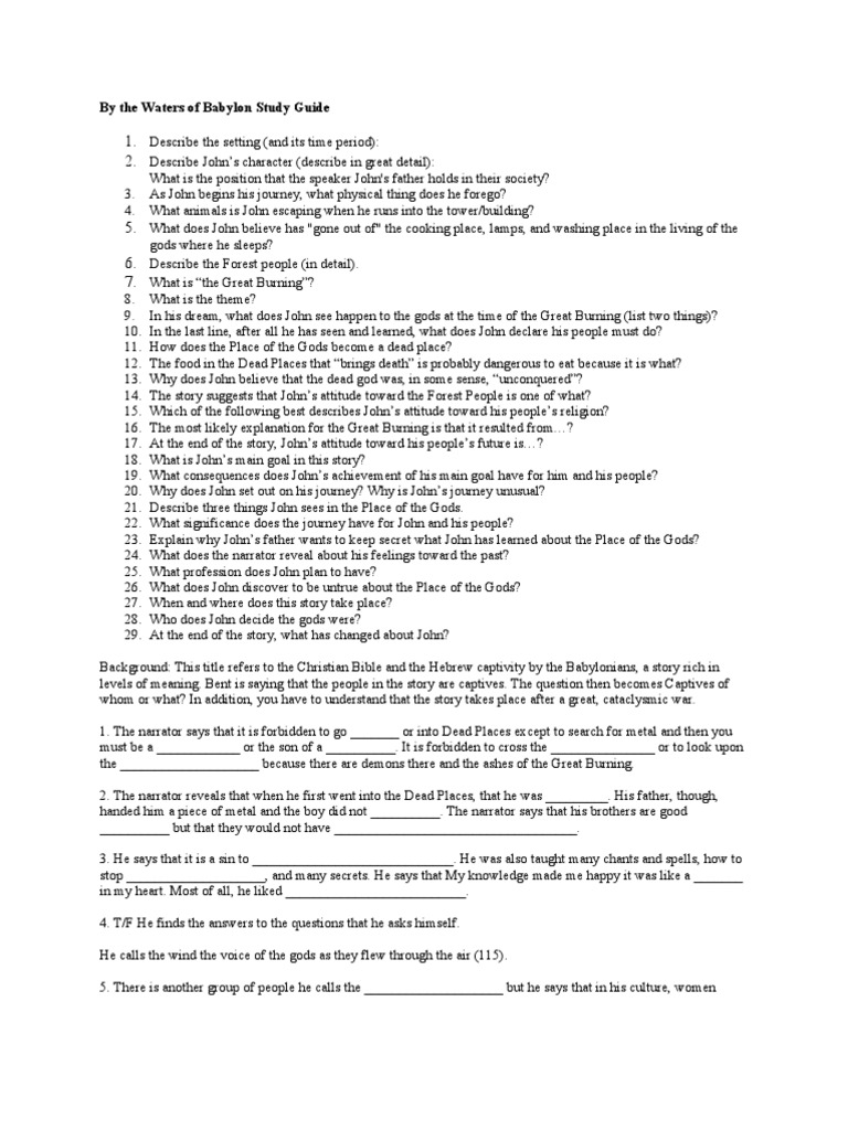 By The Waters of Babylon Study Guide | PDF | God