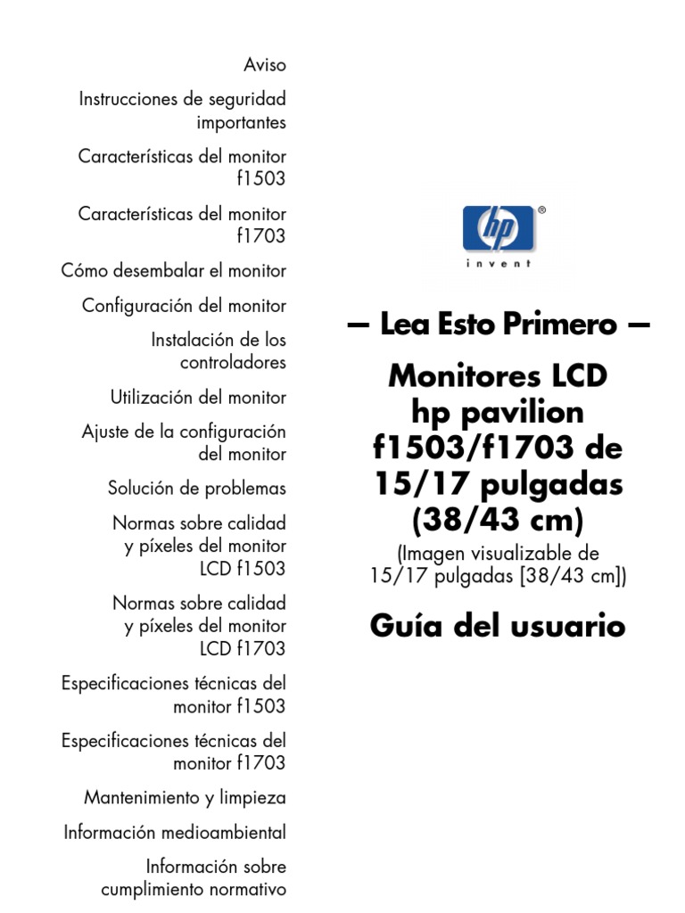 Manual Monitor HP | PDF | Monitor de computadora | Pantalla de cristal ...