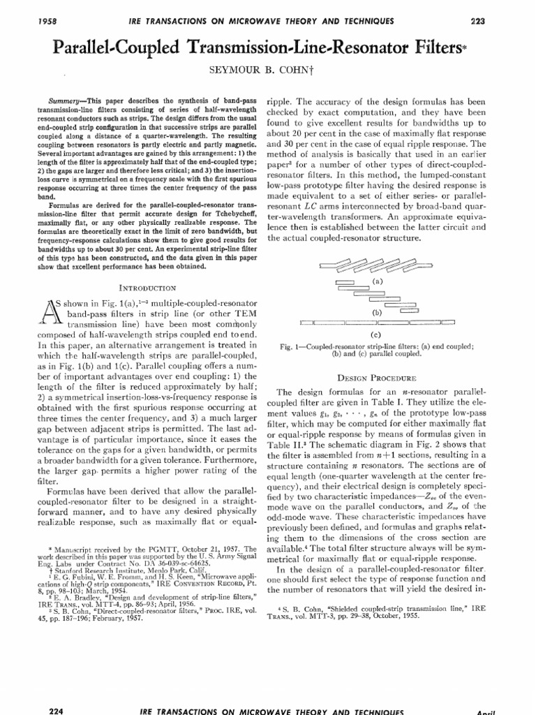 Cohn, S.B. | Download Free PDF | Electronic Filter | Transmission Line