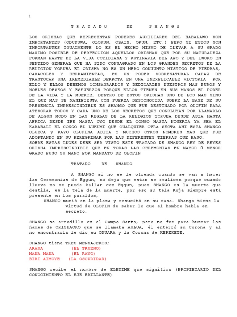 Tratado sobre Shango y sus Ceremonias | PDF | Religión y creencia ...