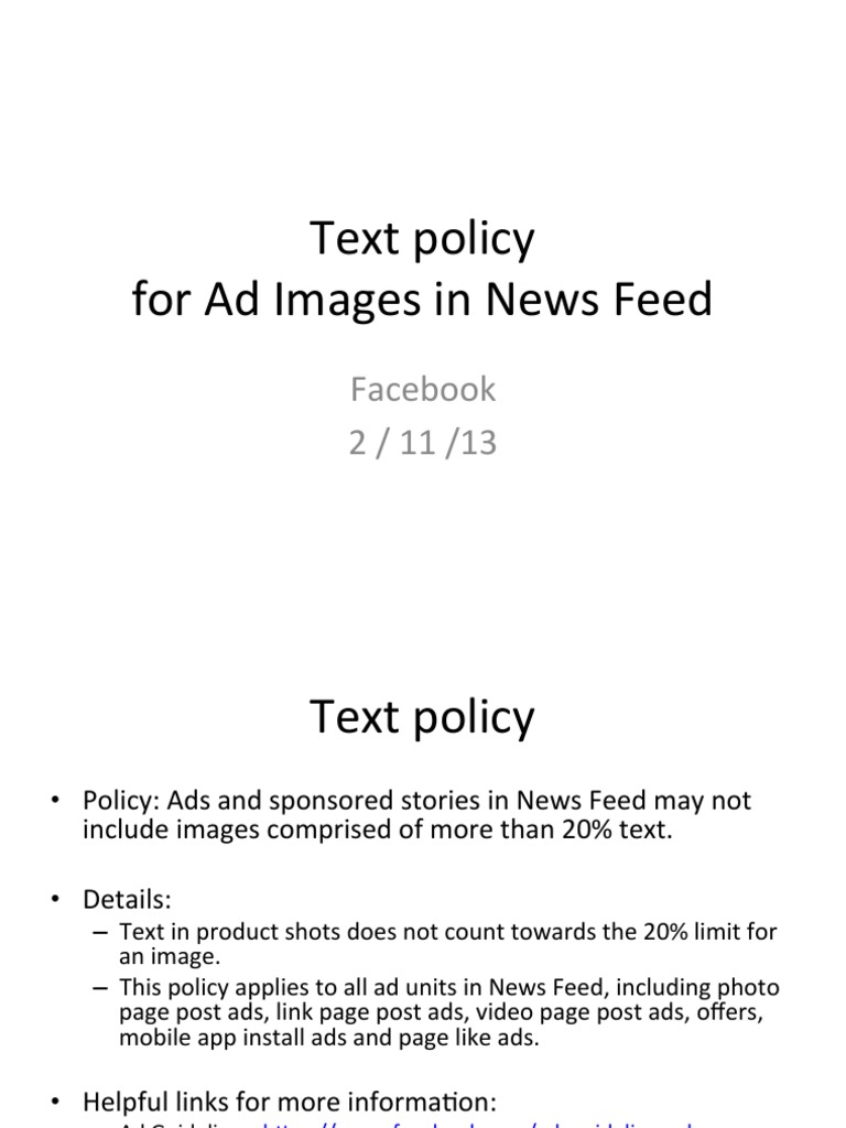 Facebook Ad Text & Images Policy 2013 | PDF | Facebook | Communication