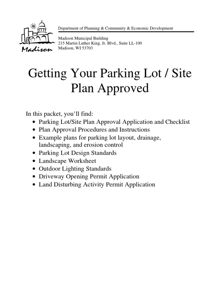Parking Lot Site Plan Approval Packet | PDF | Easement | Parking Lot