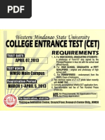 WMSU-CET 2025 Admission Guidelines | PDF | Bachelor Of Science ...