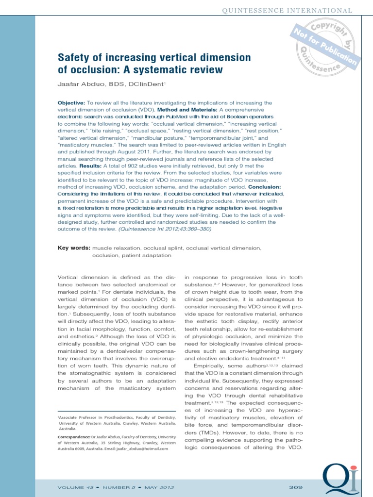 Increasing Vertical Dimension | PDF | Dental Implant | Electromyography