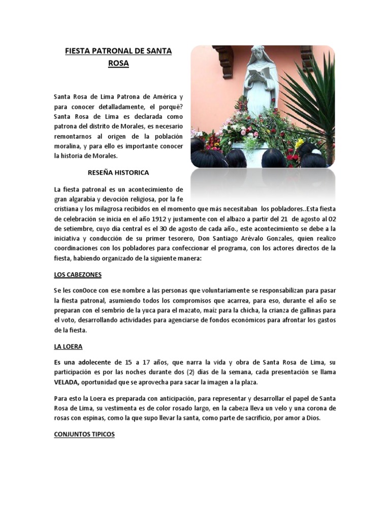 Fiesta Patronal de Santa Rosa | PDF | Misa (liturgia) | Iglesia Católica