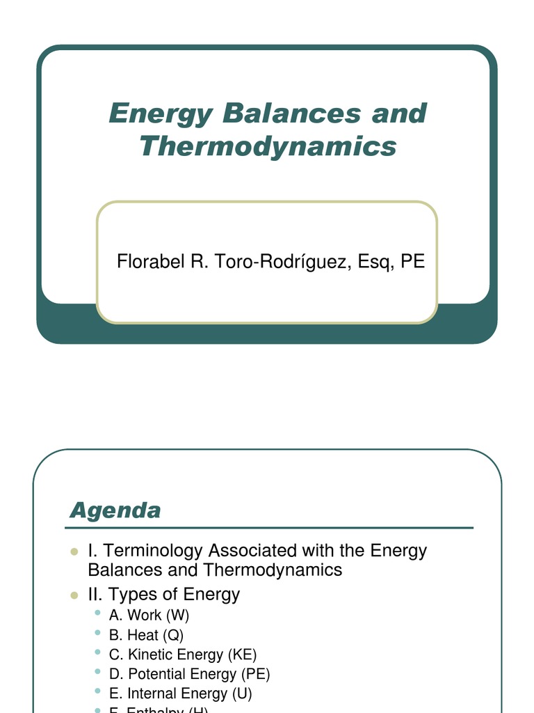 Energy Balance and Thermo Presentation | PDF | Chemical Equilibrium ...
